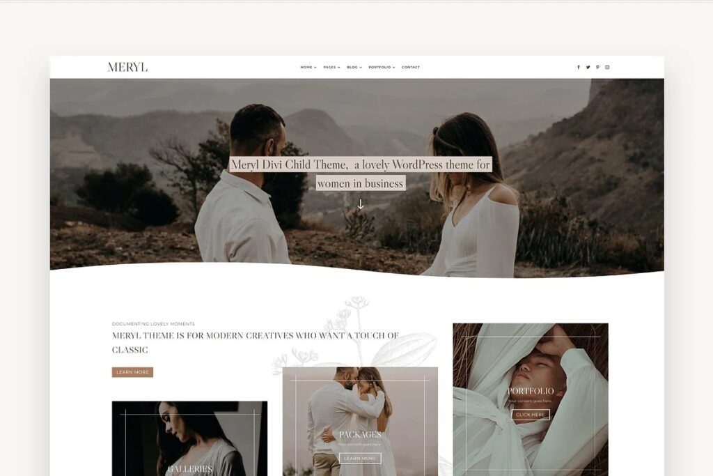 Meryl Photography Divi Child Theme - webdevsupply